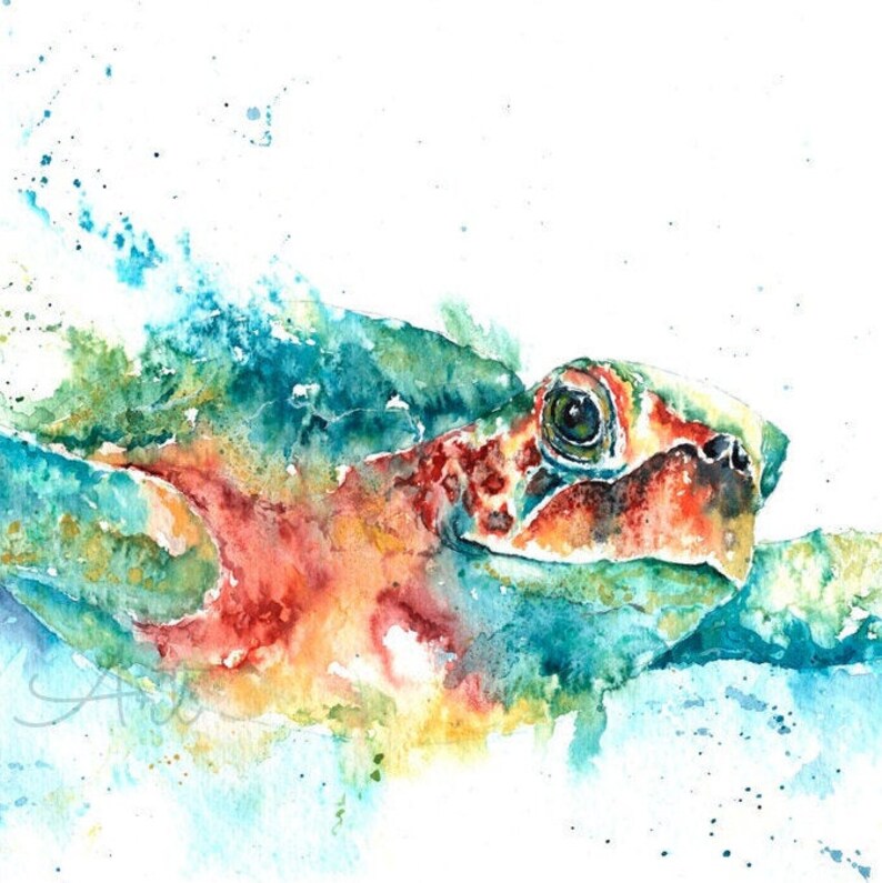 Green Sea Turtle Limited Edition Print, Colourful Turtle Giclee Art ...