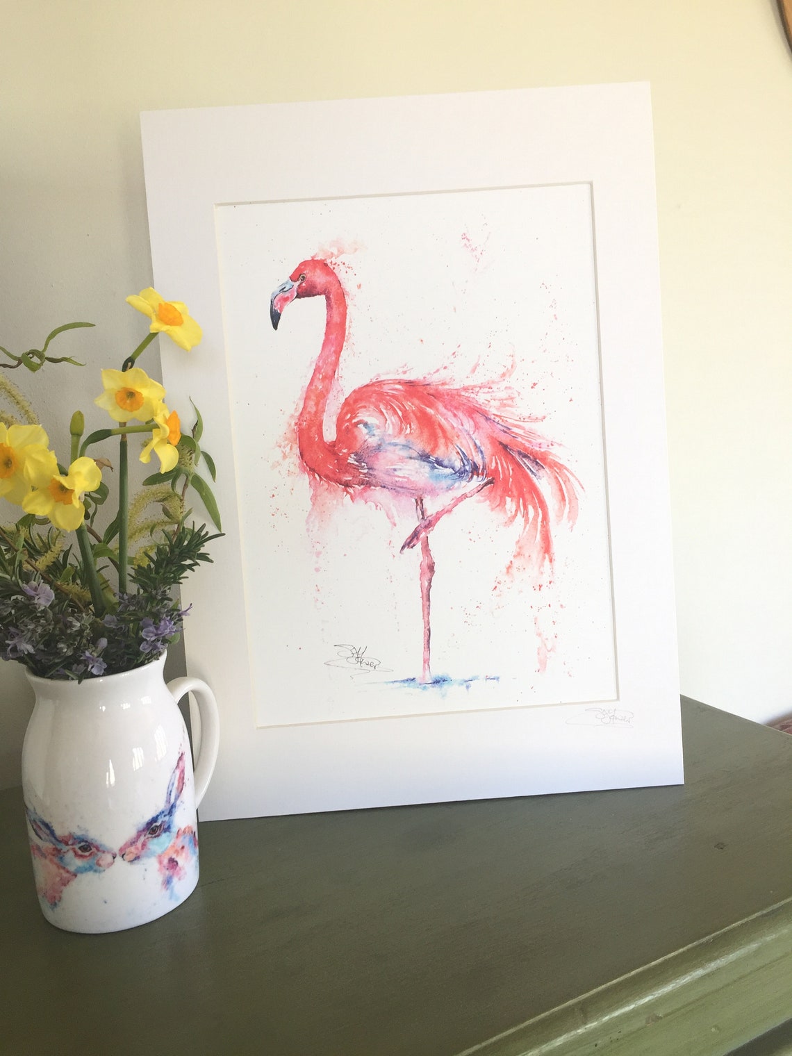 Flamingo Fire Watercolour Fine Art Giclee Print Flamingo | Etsy