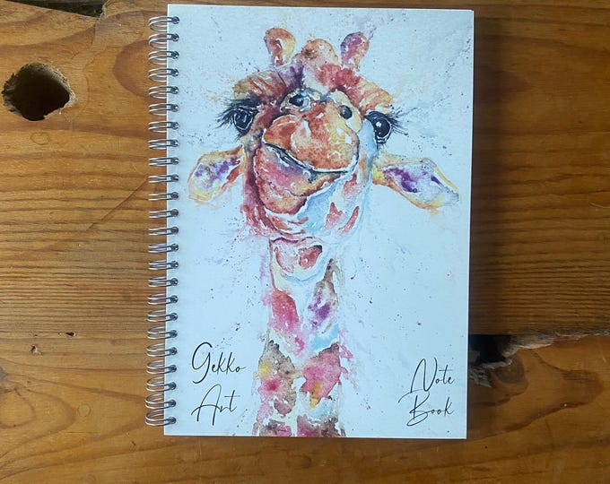 Giraffe Notebook, Notepad, A5 Size, Spiral Bound, Wildlife Art Notebook ...