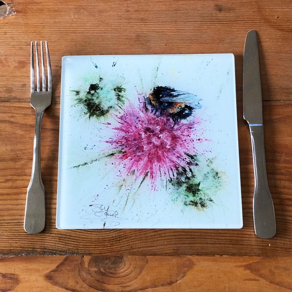 Bee Nice Glass Trivet Bee & Thistle Pot Stand Table Mat - Etsy