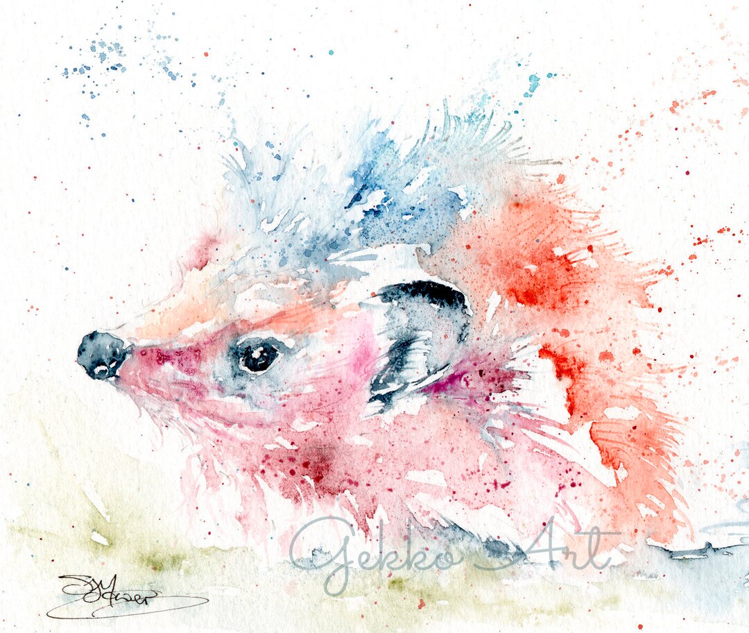 Hedgehog Print, Watercolour, Art Print, Hedgehog Watercolour Painting ...