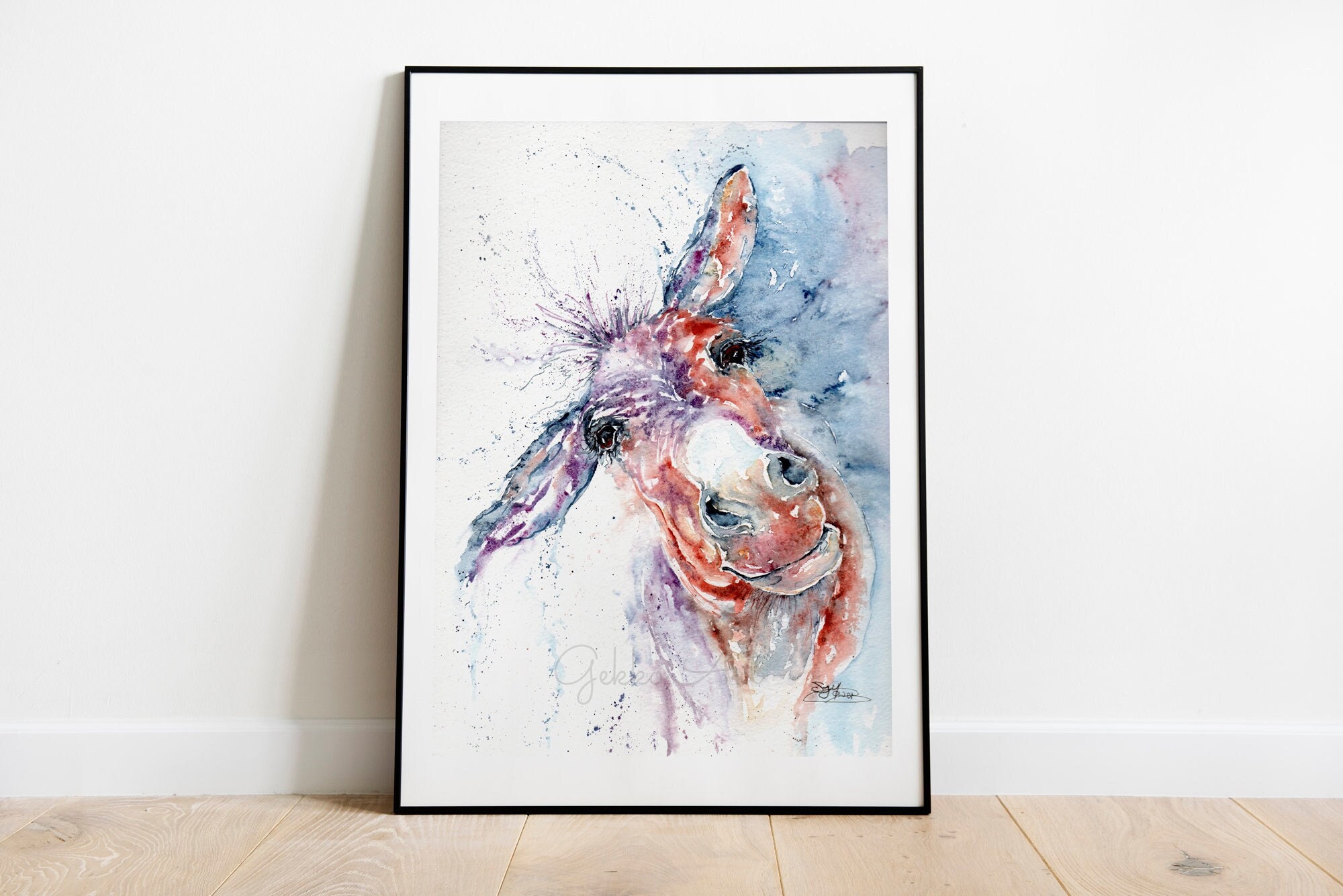 Wonky Donkey Print, Donkey Watercolour Fine Art Print, Donkey ...