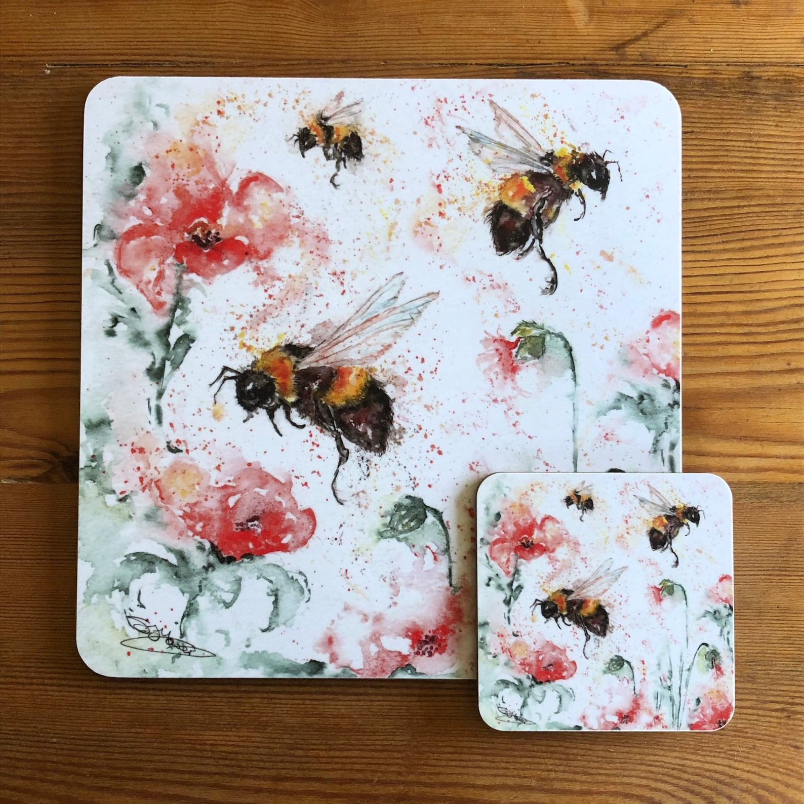 Poppy Bees Coaster Melamine Placemat Tableware Honey Bee | Etsy