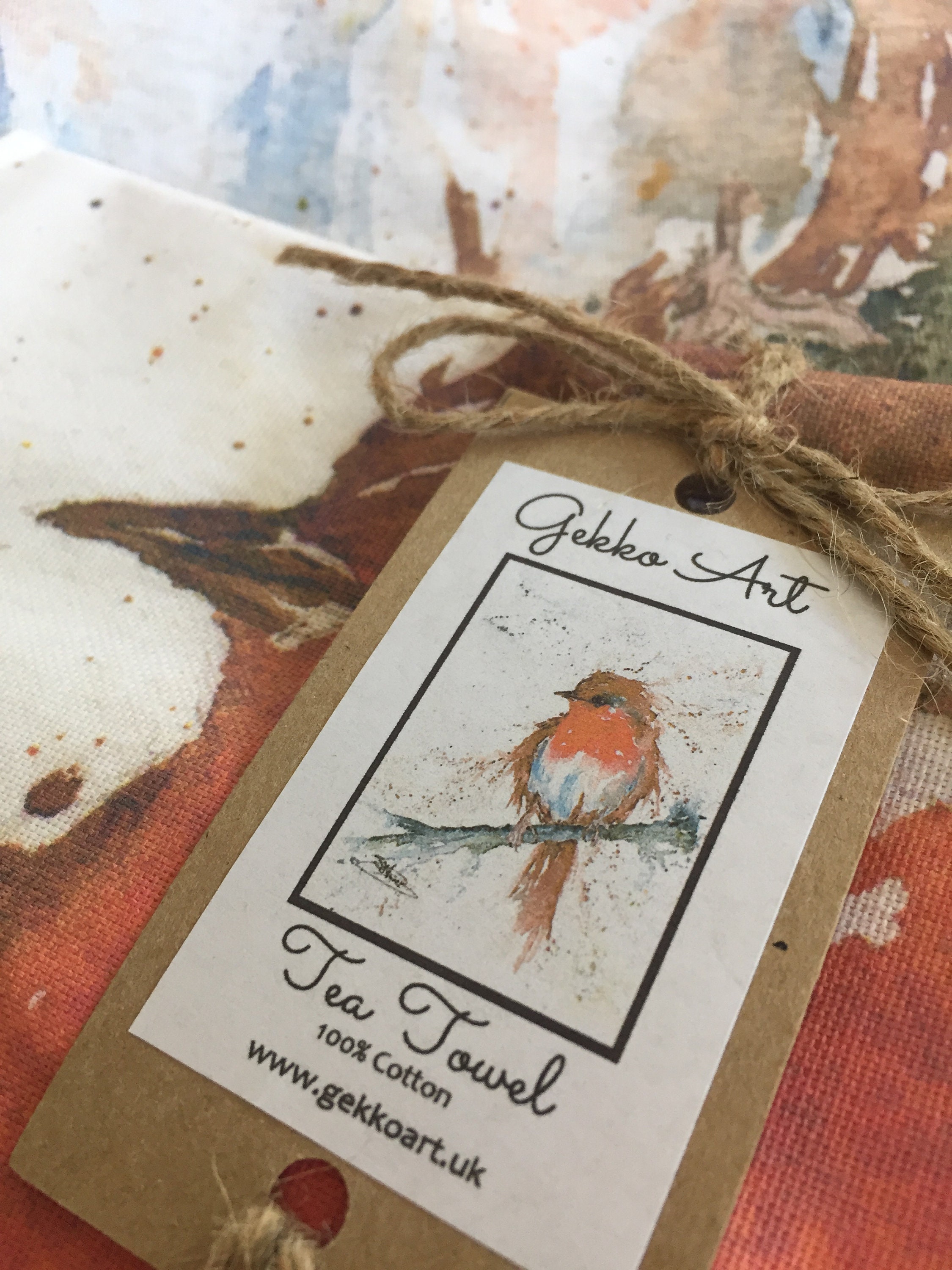 Robin Tea Towel Wildlife Art Tea Towel 100% Cotton - Etsy