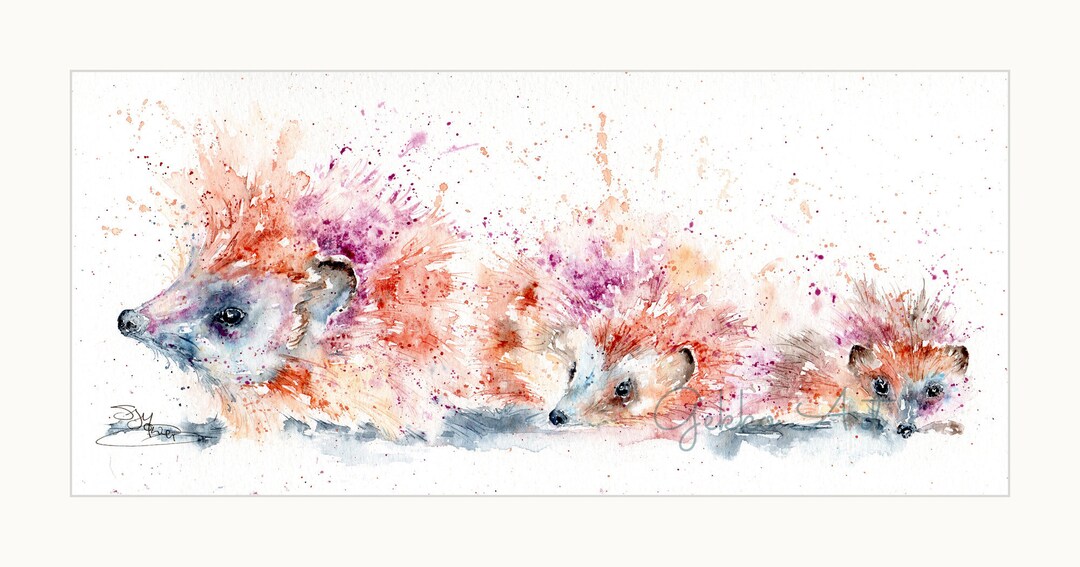 Hedgehogs Family Print, Watercolour, Art Print, Baby Hedgehog ...