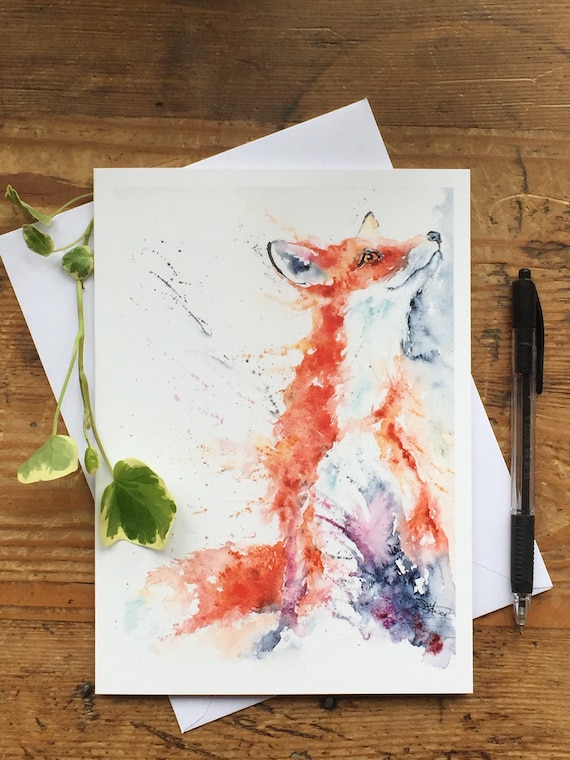 Fox Card Fox Greetings Card Wildlife Art Card Birthday | Etsy