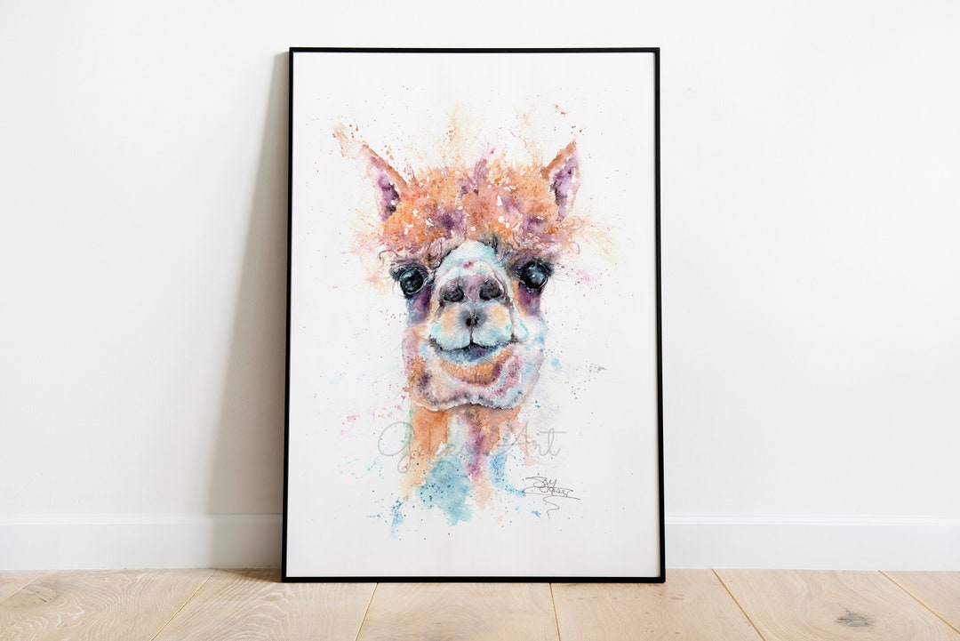 Alpaca Watercolour, Alpaca Fine Art Print, Llama Painting, Wall Art ...