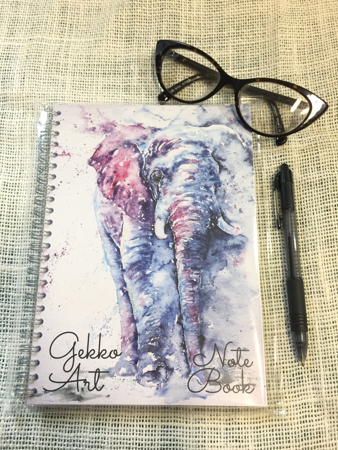 Elephant Notebook, Notepad, A5 Size, Spiral Bound, Wildlife Art ...