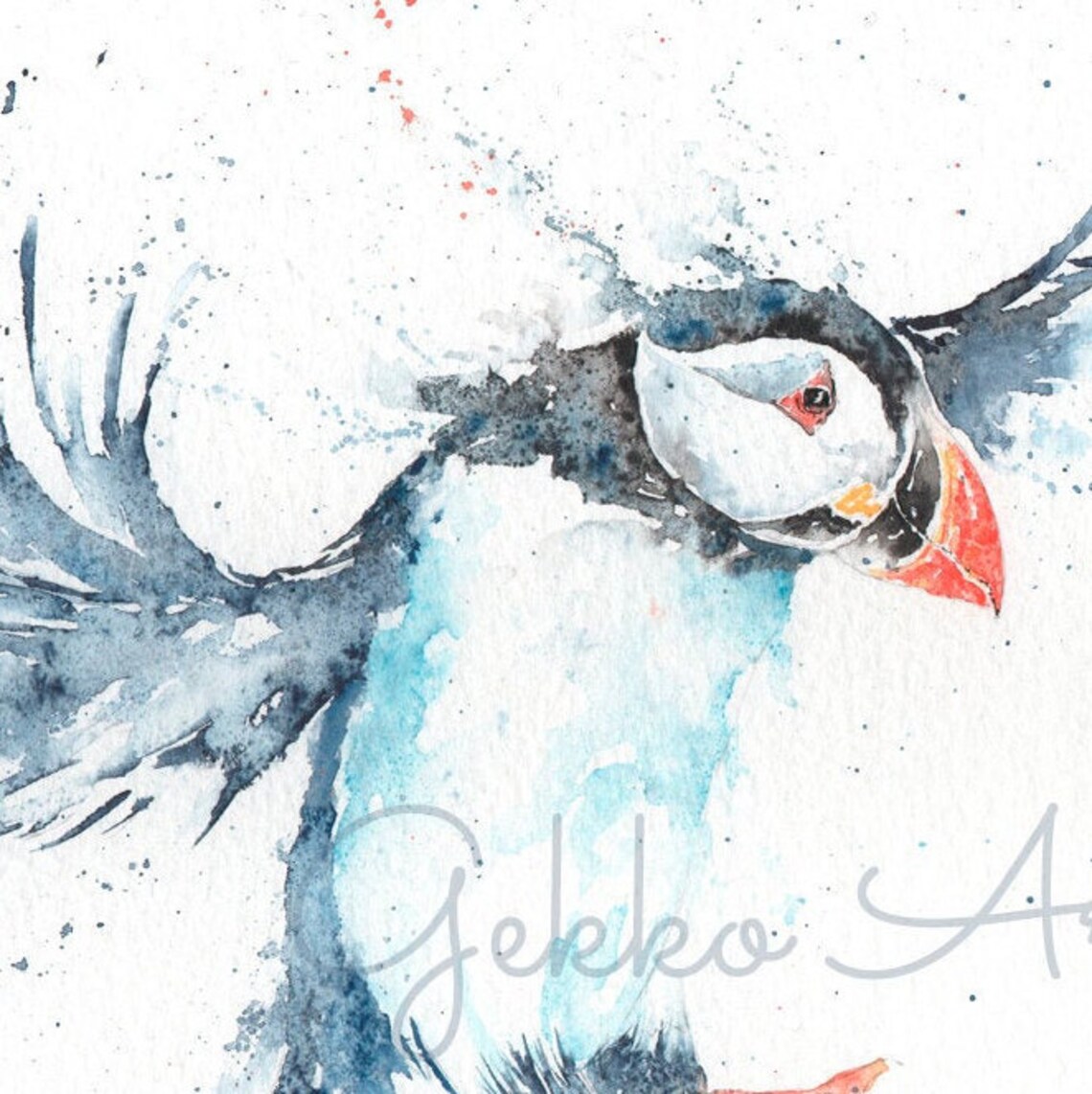 Puffin Print, Watercolour Fine Art Giclee Print, Flying Puffin ...