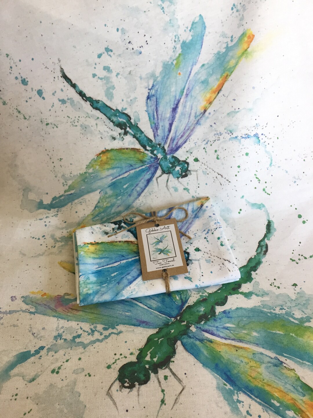Dragonflies Tea Towel, Wildlife Art Tea Towel, 100% Cotton, Homeware ...
