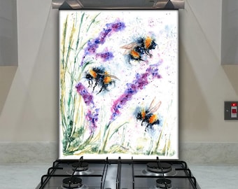 Robin Watercolour Art Glass Splashback, Backsplash, Printed Glass Tile ...