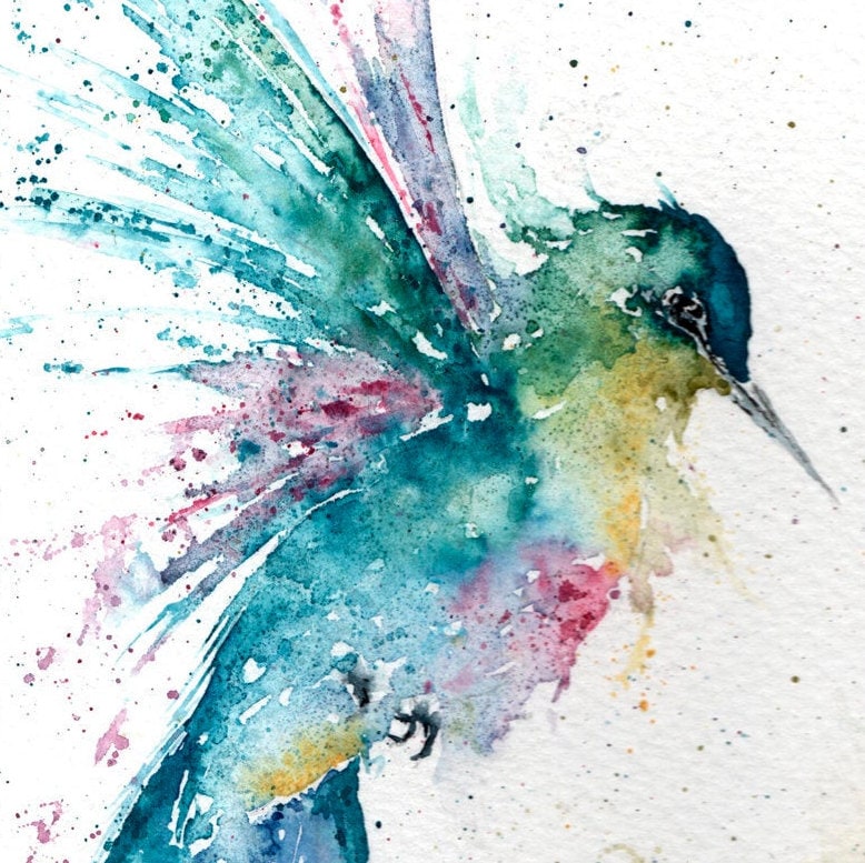Hummingbird Print, Watercolour Art Print, Hummingbird Watercolour ...