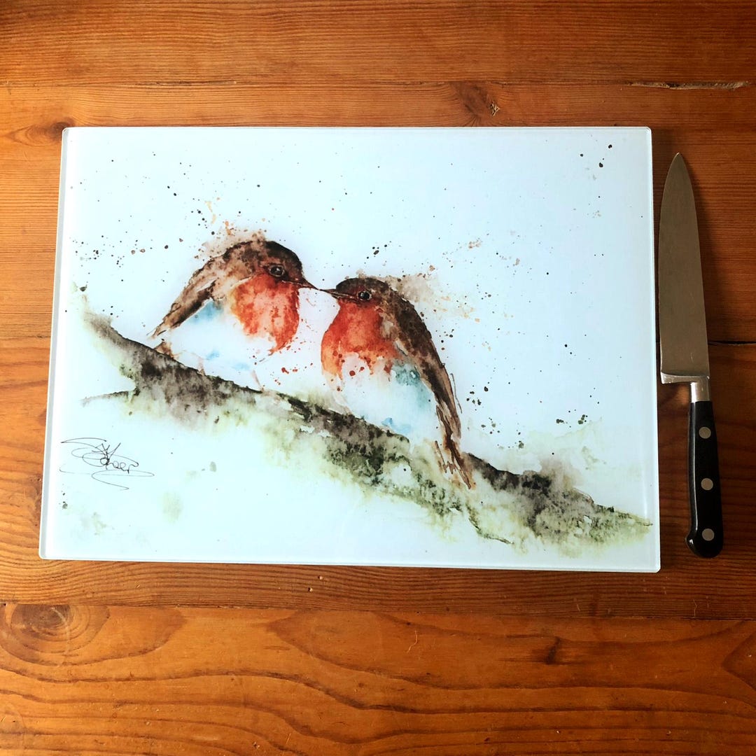 Robins Kiss Glass Chopping Board, Kitchen Worktop Saver, Table Mat ...