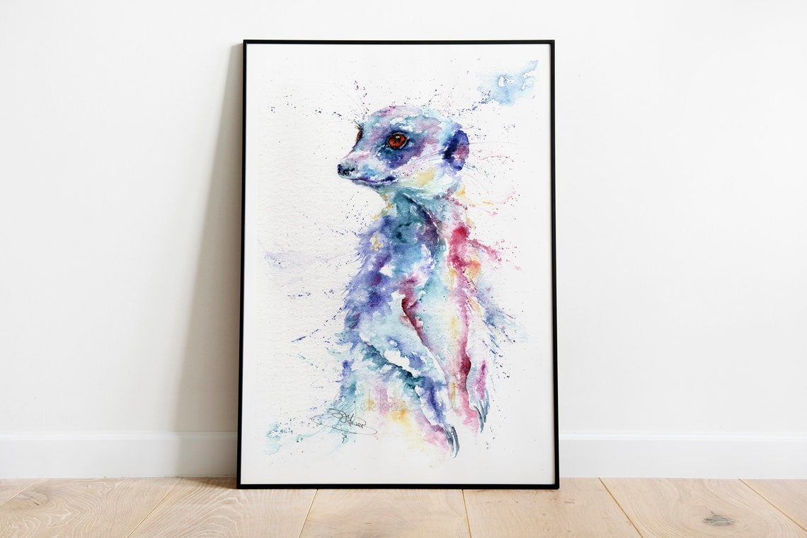 Meerkat 'reg', Watercolour Fine Art Print, Meerkat Watercolour, From an ...