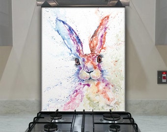 Robin Watercolour Art Glass Splashback, Backsplash, Printed Glass Tile ...