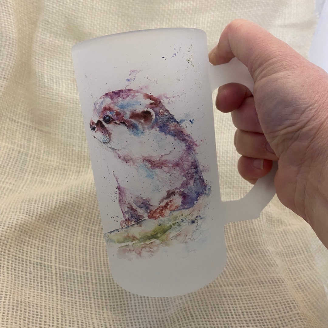 Otter Frosted Beer Glass, Tankard, Stein, 500ml Drinks Glass With ...