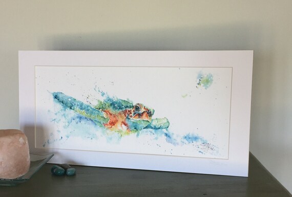 Green Sea Turtle Limited Edition Print Colourful Turtle | Etsy