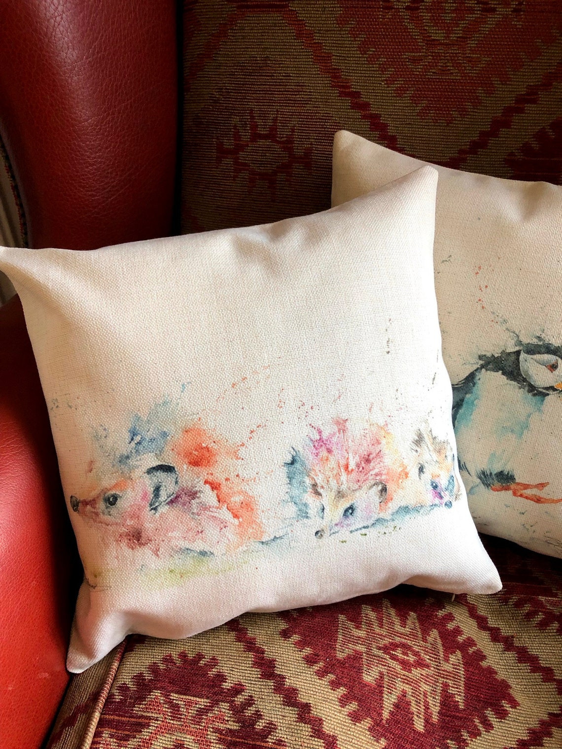 Puffin & Blowin Cushion Cover, Wildlife Art Cushion, Puffin Bird ...