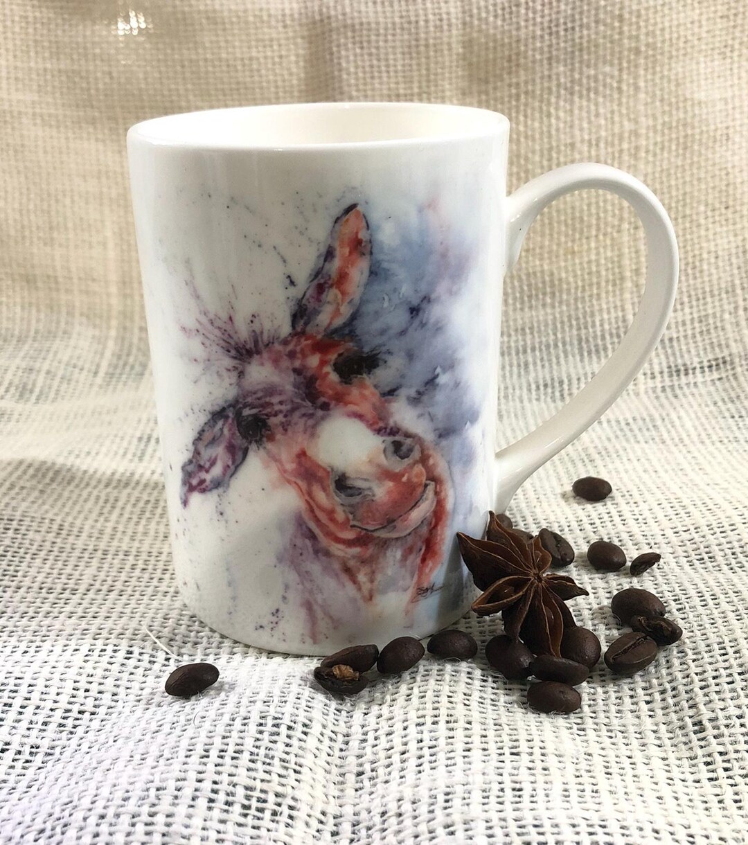 Wonky Donkey Watercolour Bone China Mug, Wildlife Art Mug by Artist ...