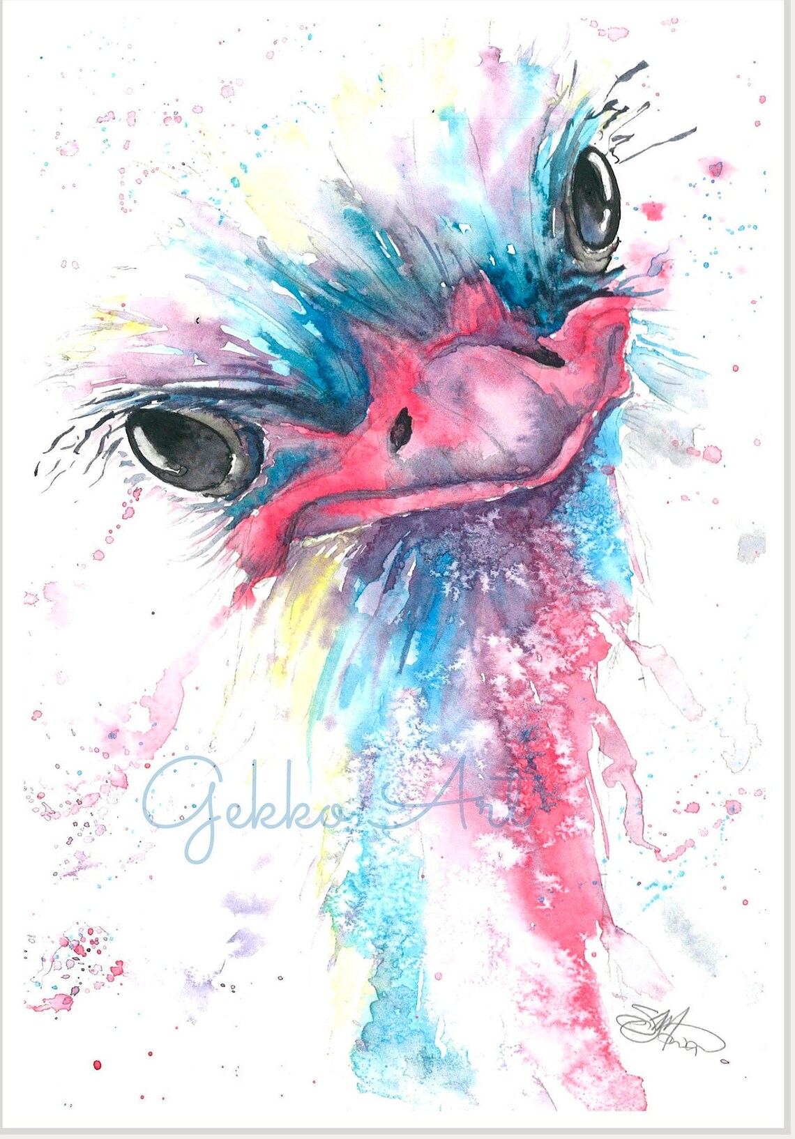 Ostrich Print Ostrich Watercolour Art Print Cute Ostrich - Etsy