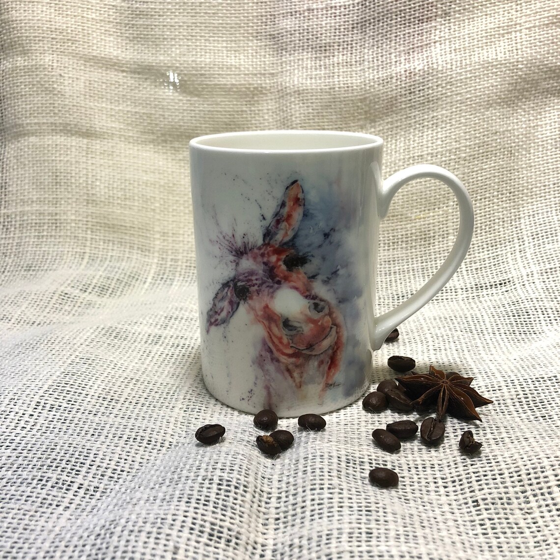 Wonky Donkey Watercolour Bone China Mug, Wildlife Art Mug by Artist ...