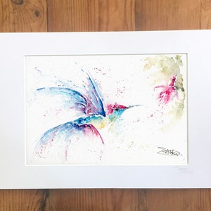 Hummingbird and Fuchsia, Fine Art Giclee Print, Hummingbird Watercolour-from an Original ...