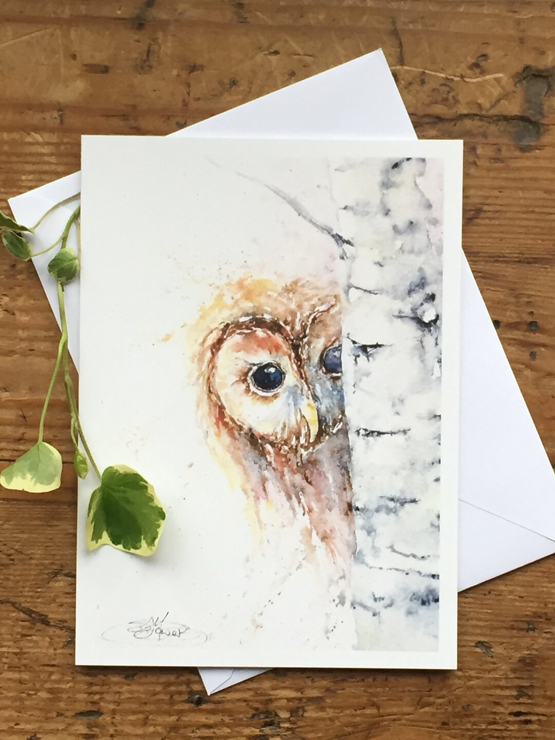 Tawny Owl Card, Owl Greetings Card, Owl Design, Wildlife Art, Note Card ...