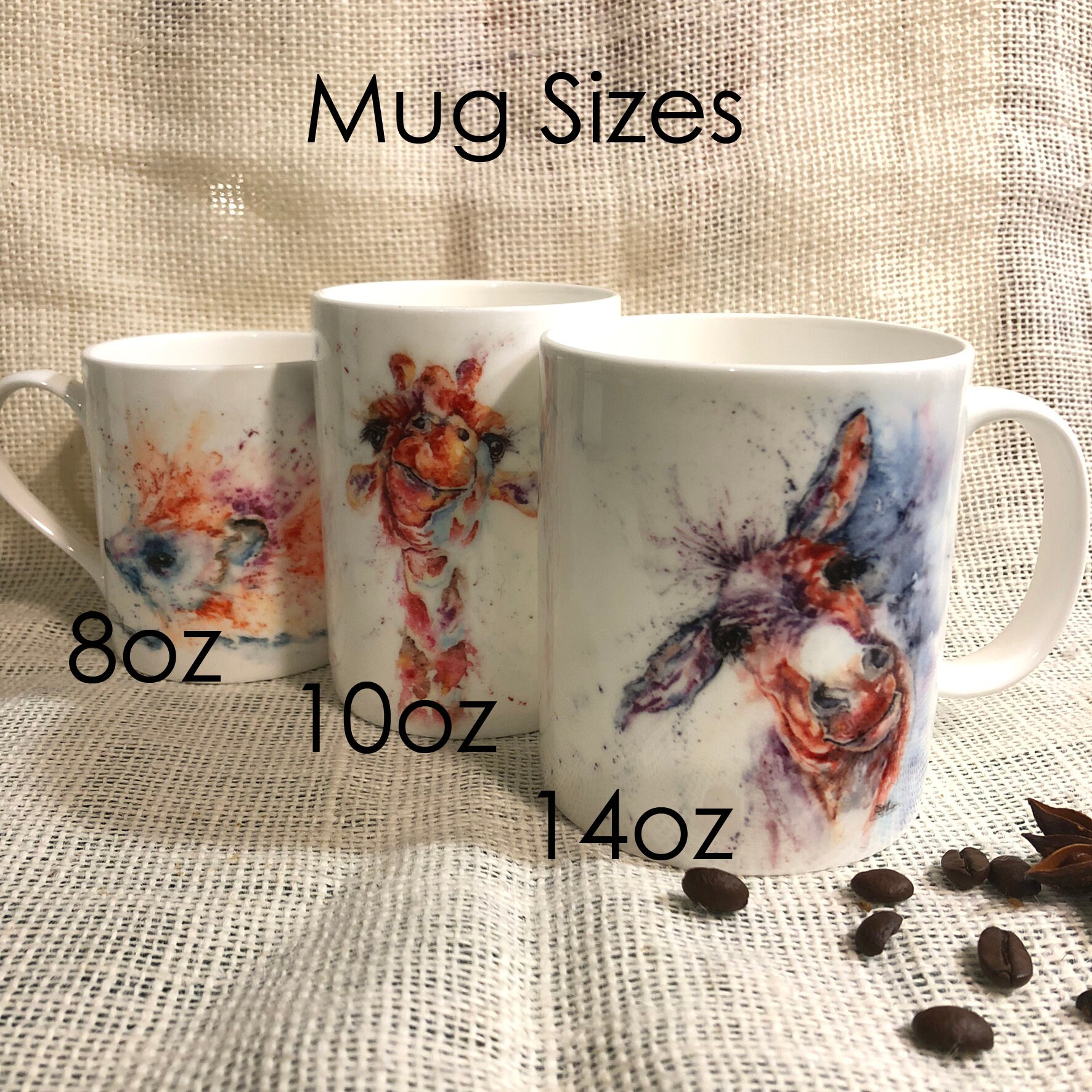 Wonky Donkey Watercolour Bone China Mug Choose From 10oz or - Etsy UK