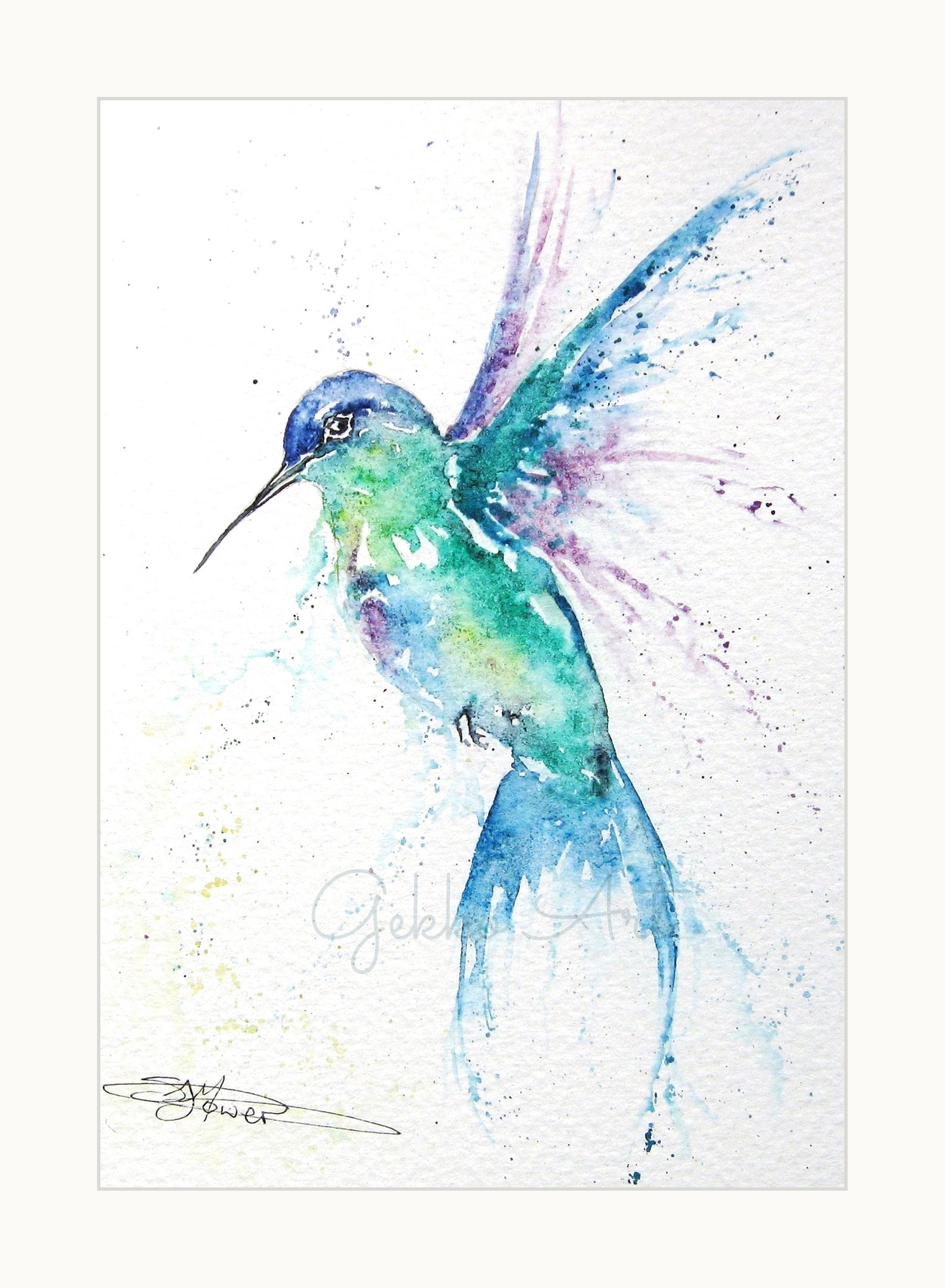 Hummingbird Watercolour, Fine Art Giclee Print, Hummingbird Watercolour, From an Original ...