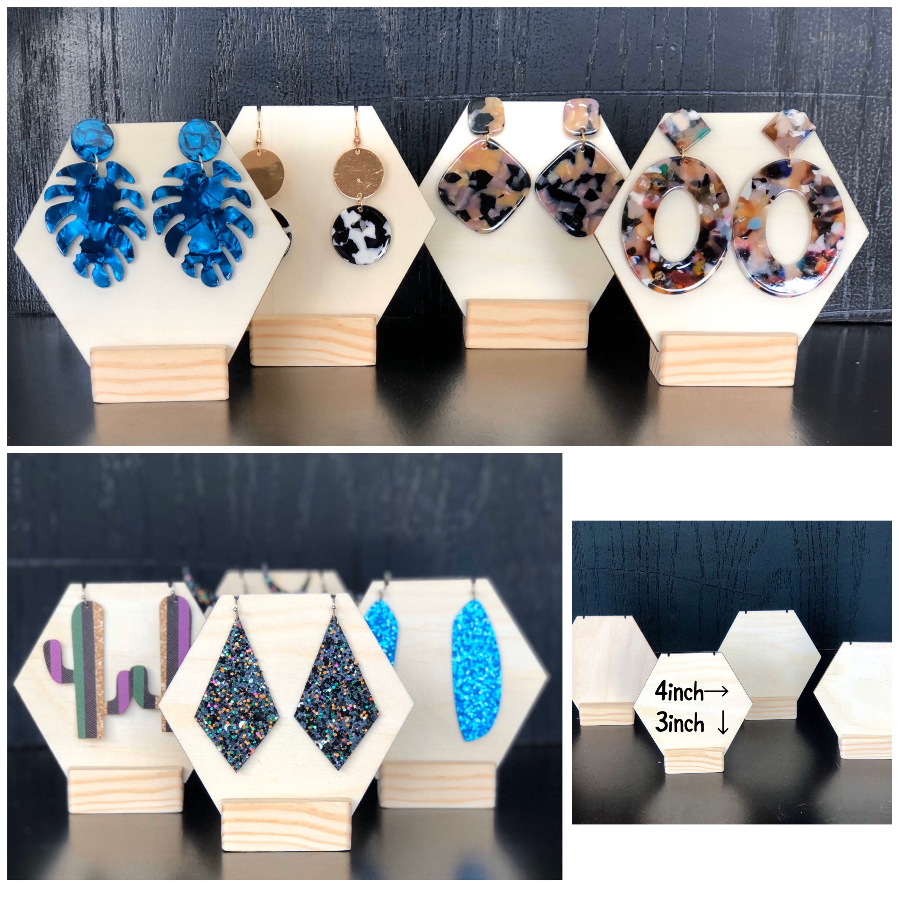 Earring Holder Stands Honeycomb Earring Stand Hexagon Jewelry Displays ...