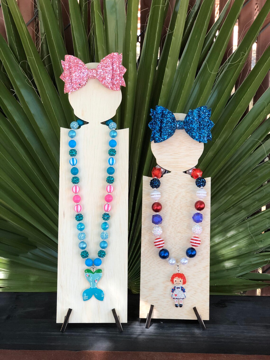 Necklace and Hair Bow Stand/display. Wooden Displays. Hair Bow Holder ...