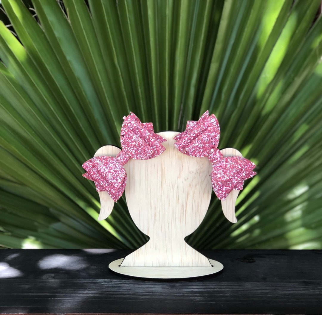 Wooden Head Stand. Child Silhouette With Pigtails. Hair Bow Displays ...