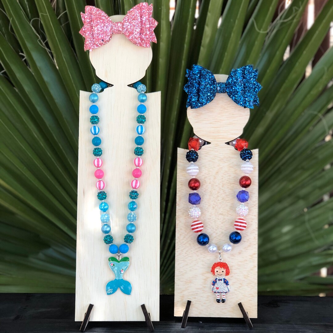 Necklace and Hair Bow Stand/display. Wooden Displays. Hair Bow Holder ...