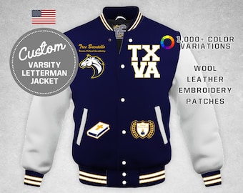 Custom Varsity Letterman Monogram Letter Jacket Genuine Leather & Wool ...