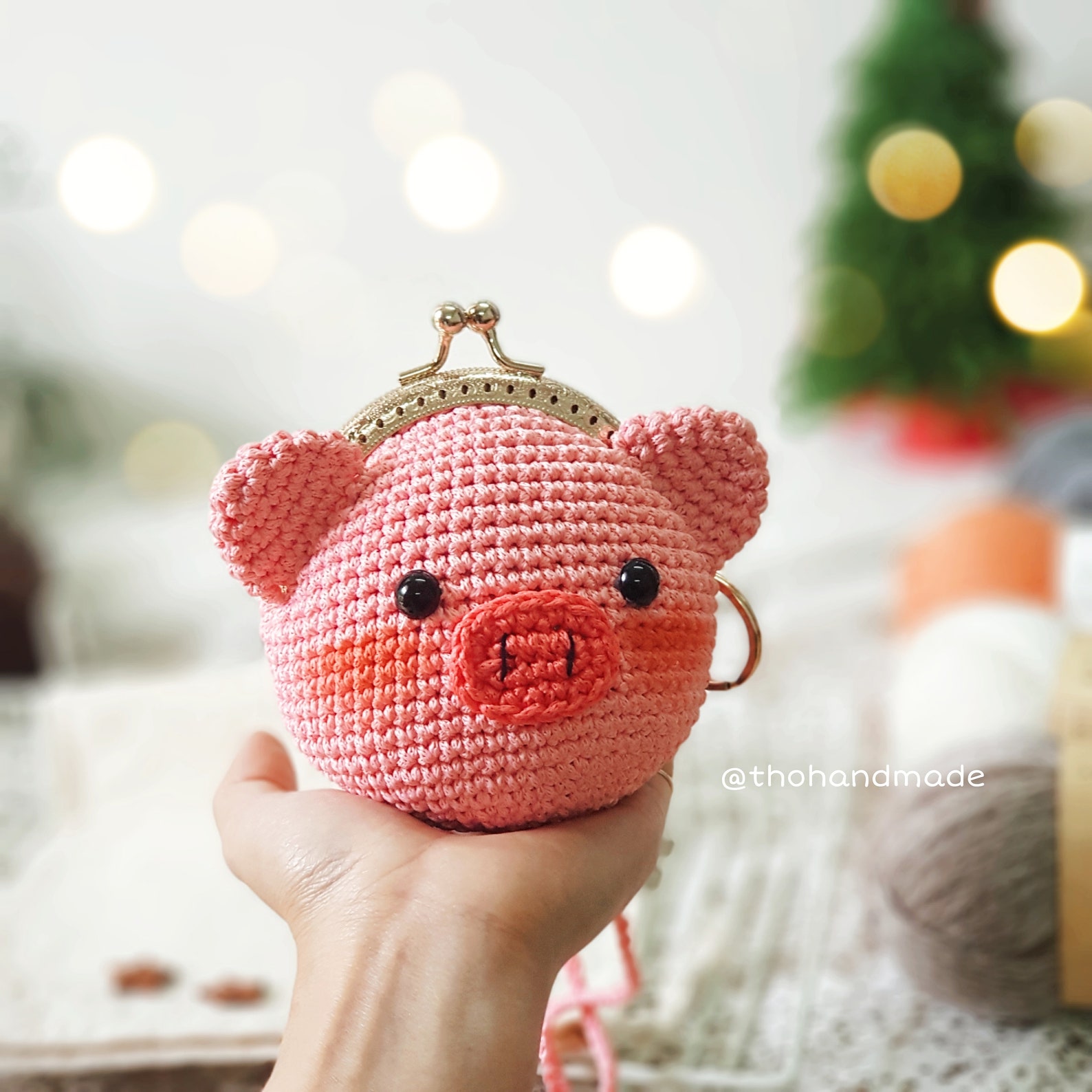 Crochet Piggy Coin Purse Metal Frame, Pig Mini Wallet Frame, Crochet ...