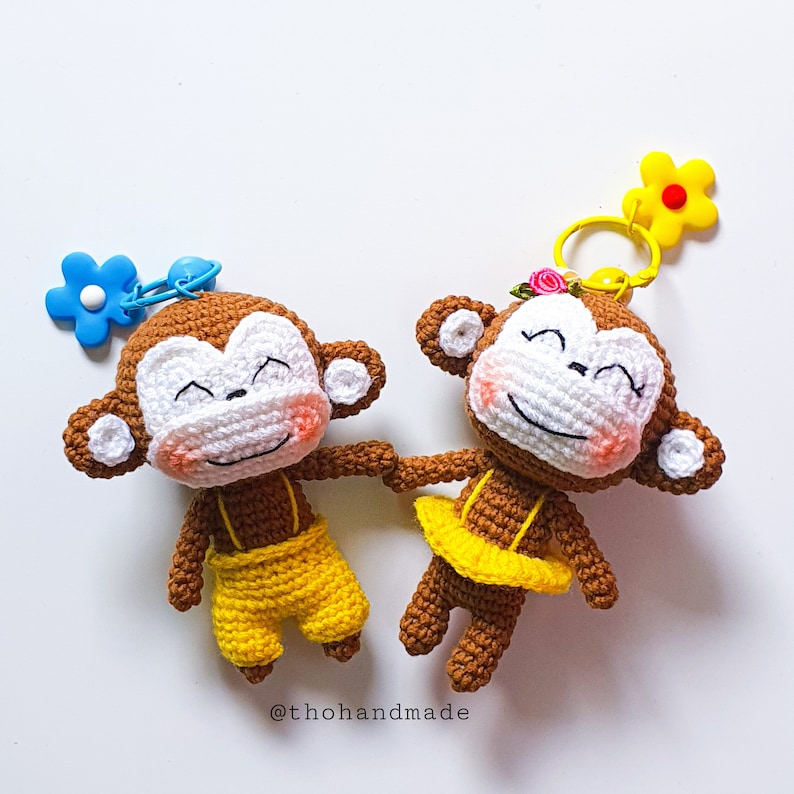 Monkey Keychain, Amigurumi Animal Keychain, Crochet Monkey Keychain ...