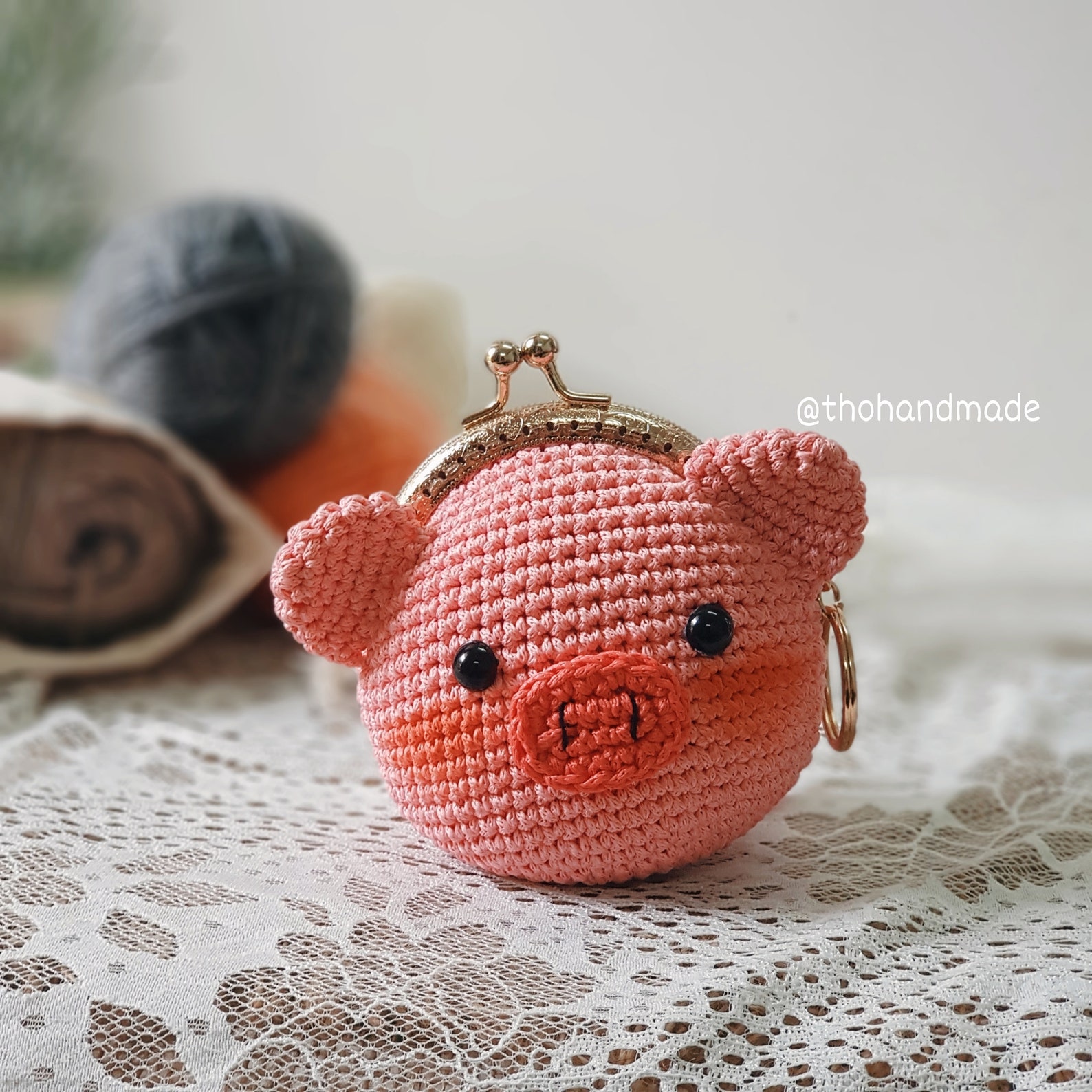 Crochet Piggy Coin Purse Metal Frame, Pig Mini Wallet Frame, Crochet ...