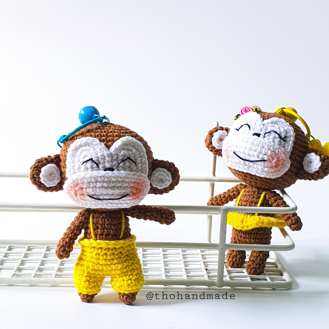 Monkey Keychain, Amigurumi Animal Keychain, Crochet Monkey Keychain ...