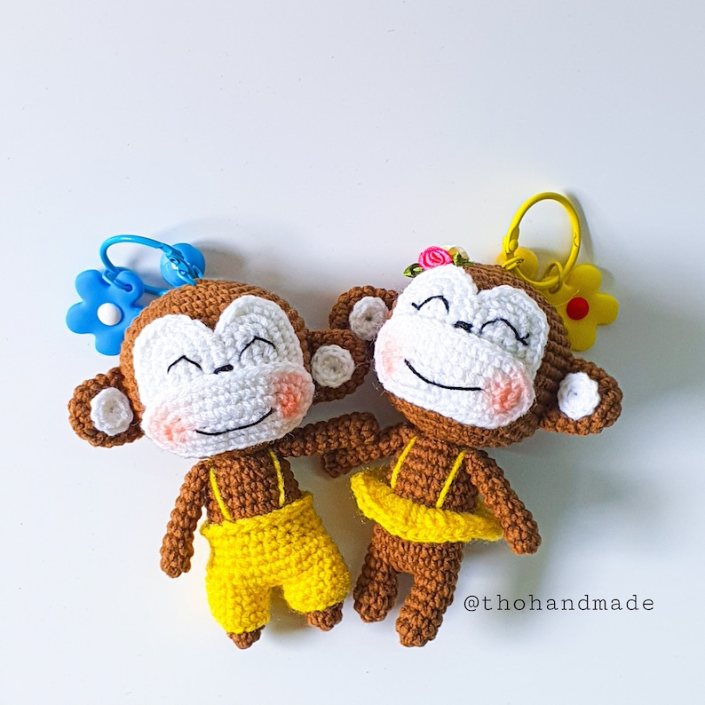 Monkey Keychain, Amigurumi Animal Keychain, Crochet Monkey Keychain ...
