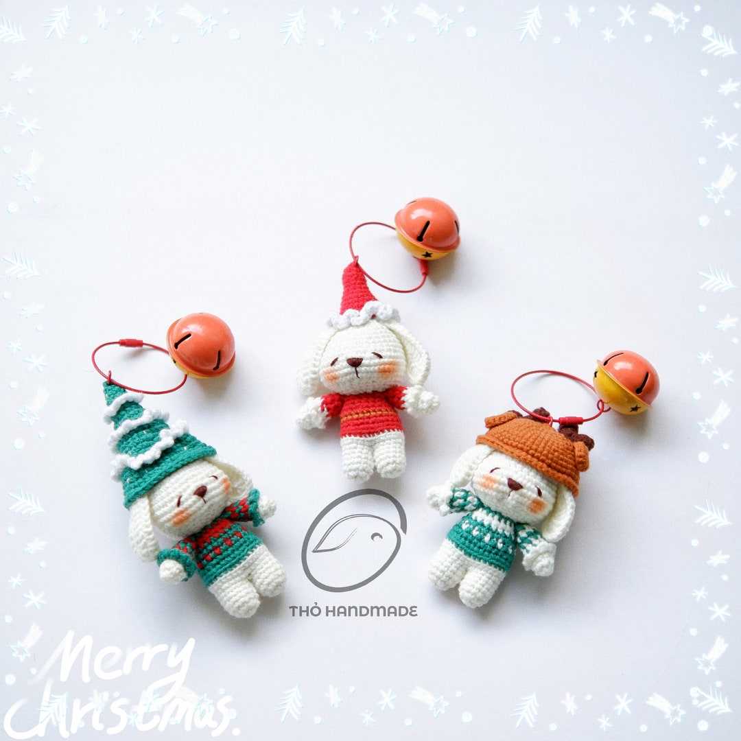 Crochet Rabbit Keychain, Amigurumi Bunny Keychain, Stuffed Bunny ...