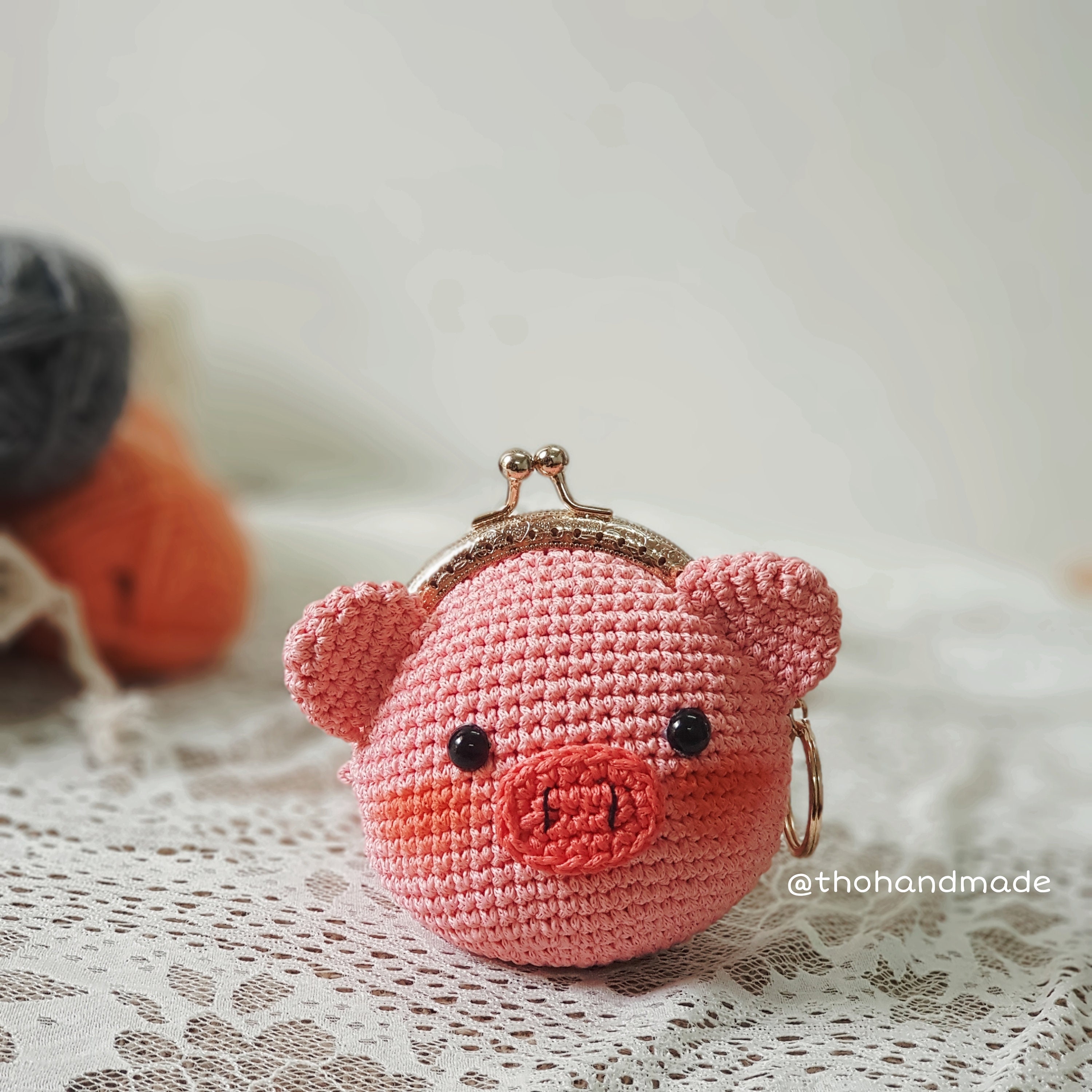 Crochet Piggy Coin Purse Metal Frame, Pig Mini Wallet Frame, Crochet ...