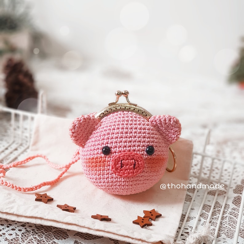 Crochet Piggy Coin Purse Metal Frame, Pig Mini Wallet Frame, Crochet ...