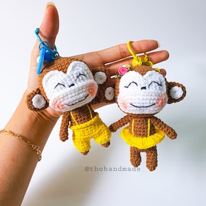 Monkey Keychain, Amigurumi Animal Keychain, Crochet Monkey Keychain, Amigurumi Doll, Amigurumi ...