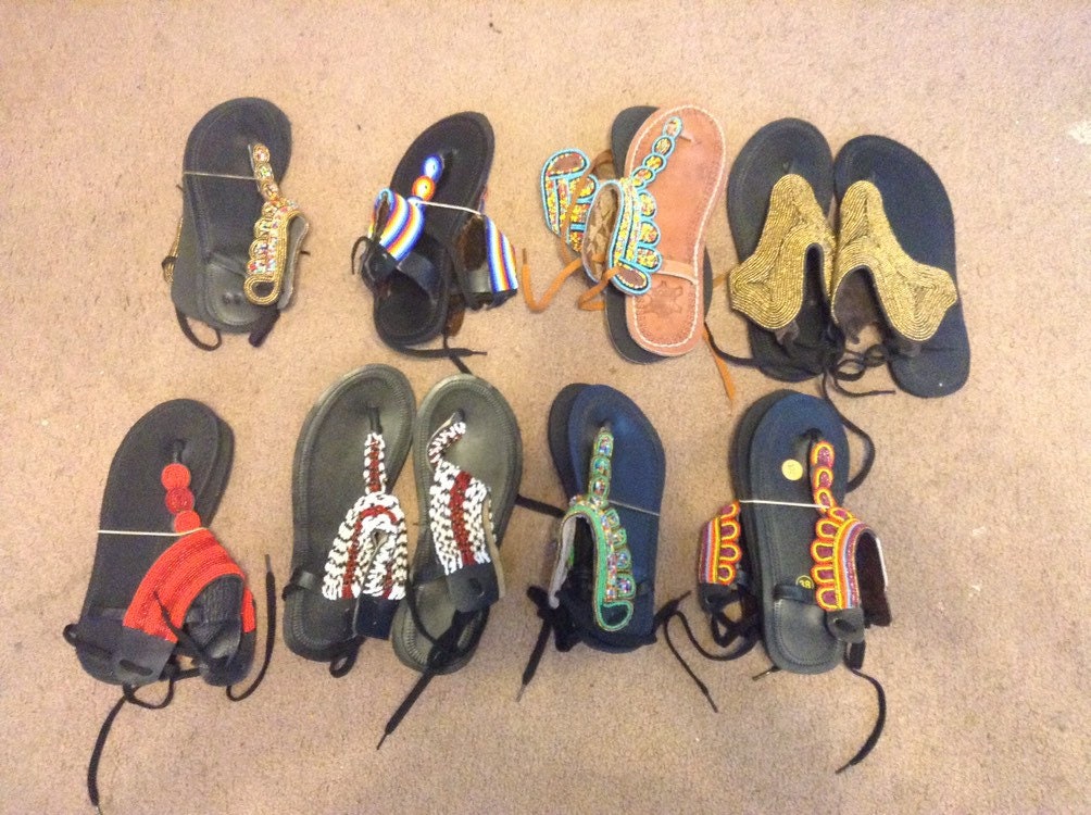 Maasai Sandals/kenyan Beaded Leather Sandals/african Sandals - Etsy