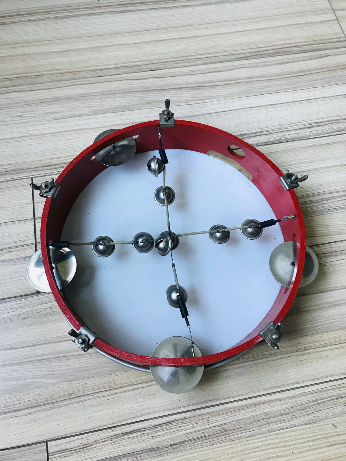 Vintage big wooden tambourine Retro Decorative musical | Etsy