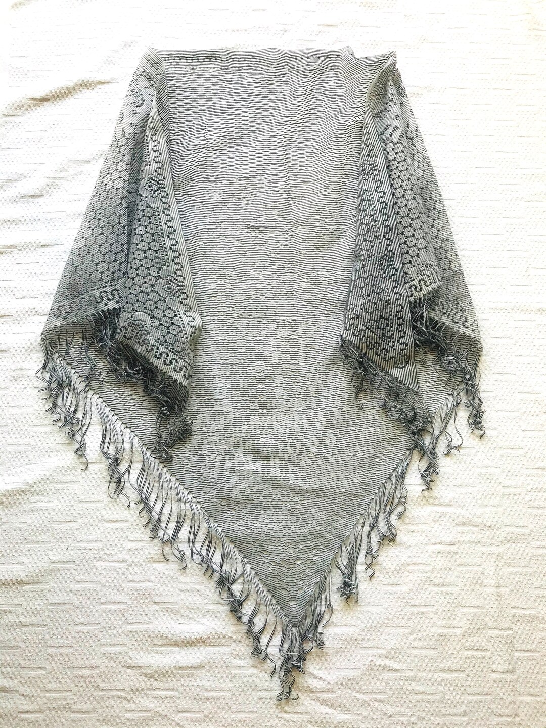 Gray Shawl Triangle Lace Shawl Evening Shawl Lace Wedding Shawl Gray ...