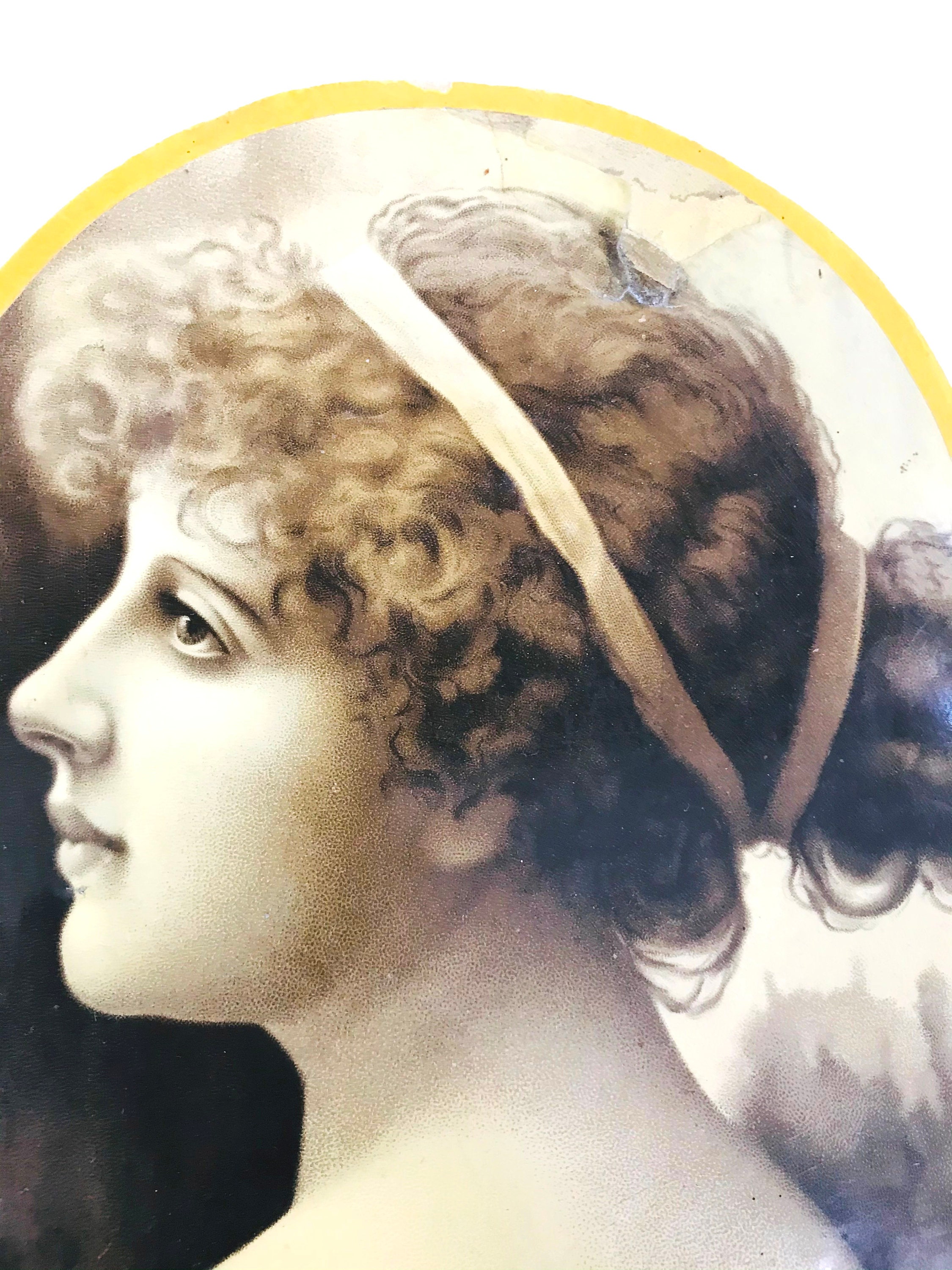 Ancient photography girl head Antique draing curly woman | Etsy