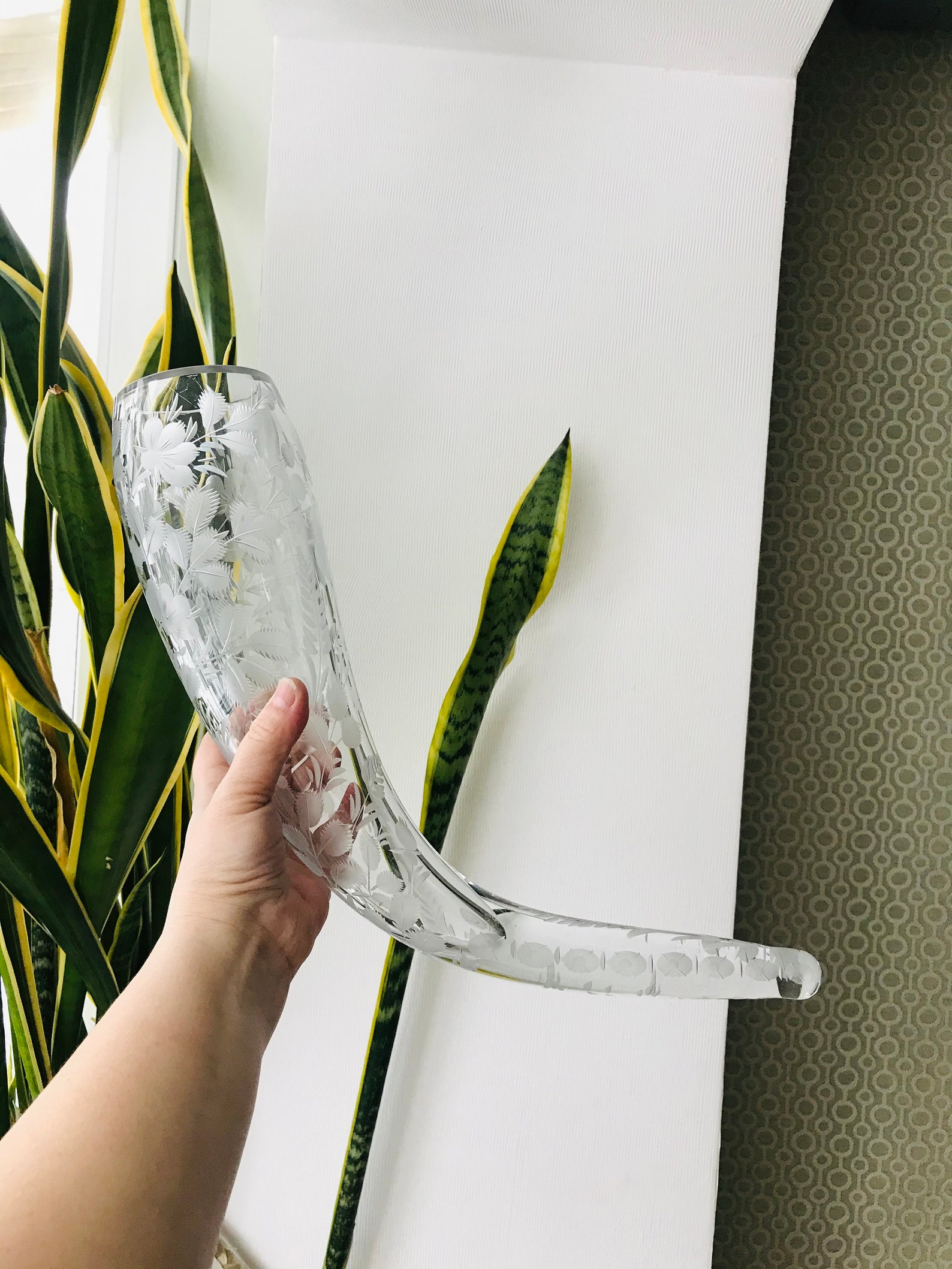 Vintage Big Decorative Glass Horn Horn of Plenty Cut Glass | Etsy