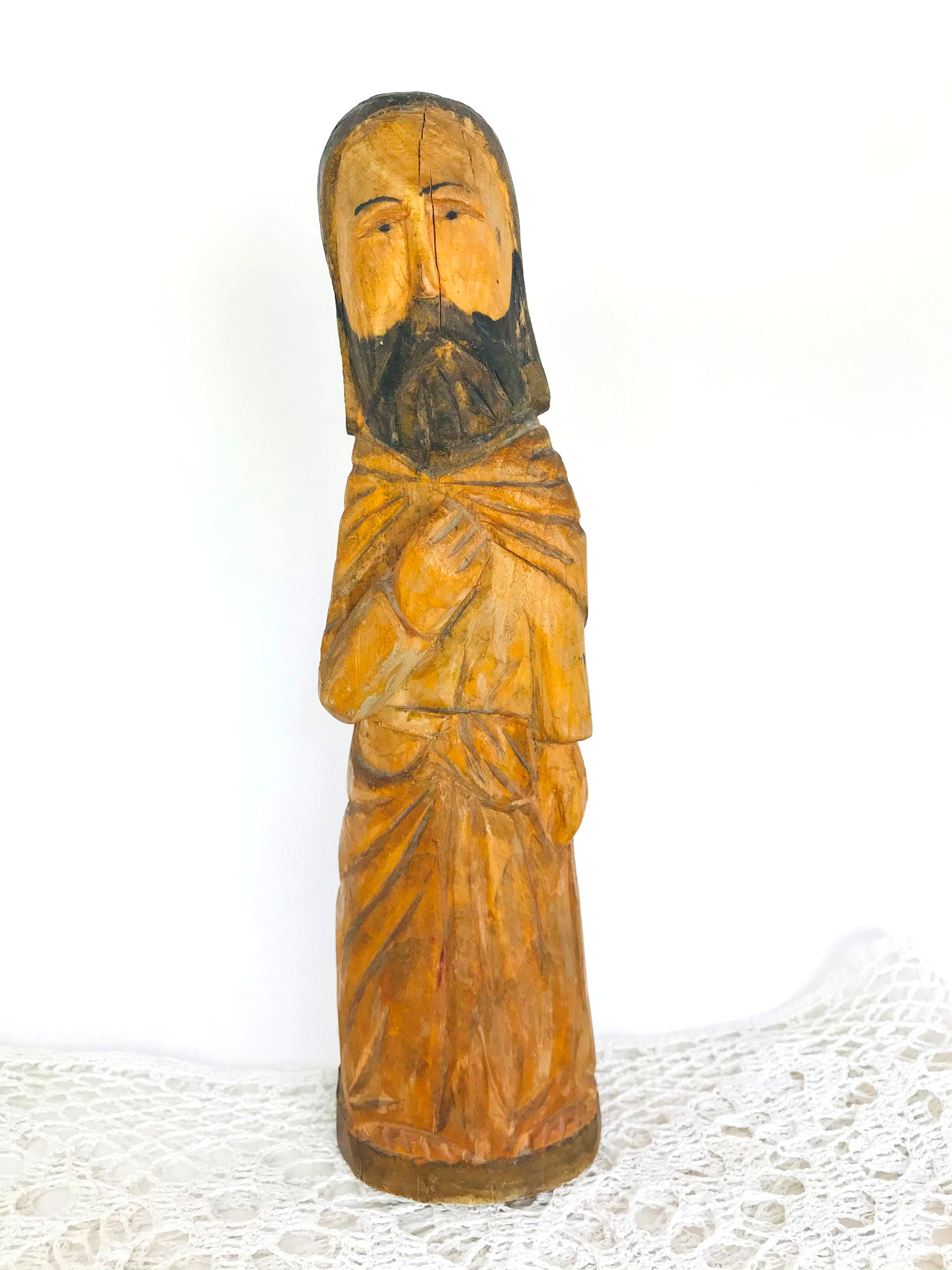 Vintage hand carved wooden figurines Wooden statues Carved | Etsy