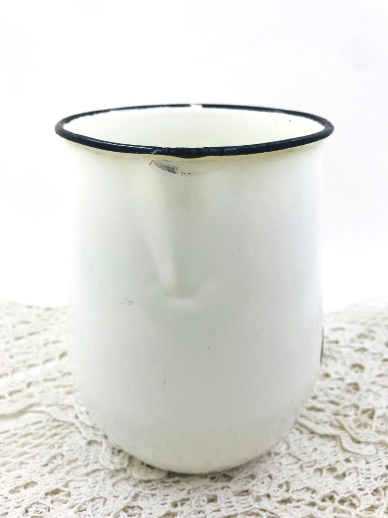 White Enamelware Pitcher Kitchen Enamel Water Jug Primitive | Etsy